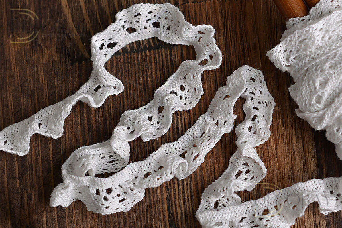 Кружево вязаное ажурное, хлопок, 17 мм, белое - купить в интернет ...