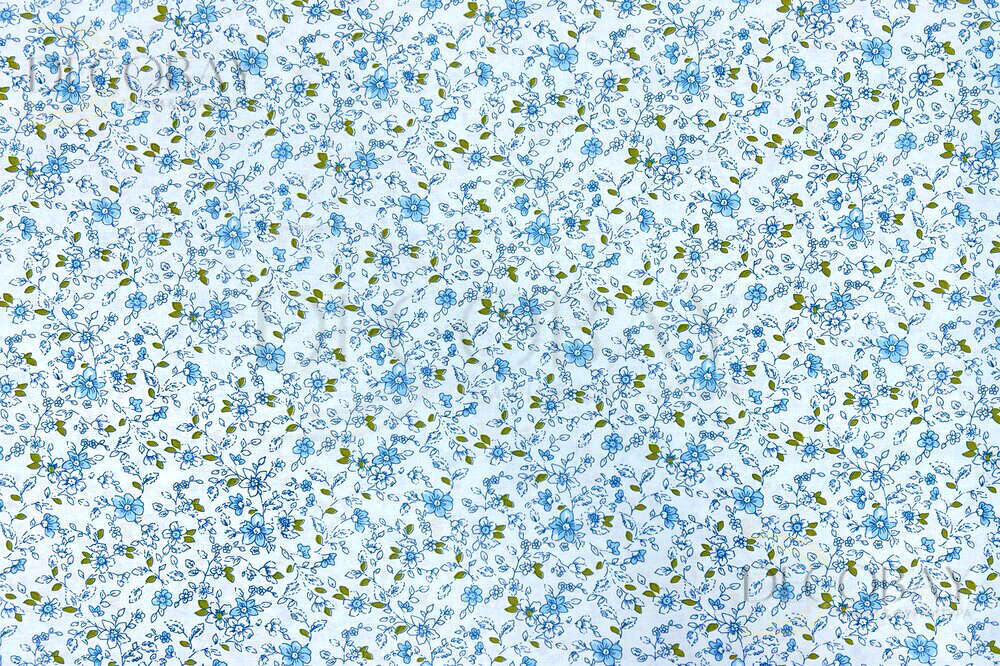 Ранфорс (поплин LUX) 240 см Плетистые цветочки голубые - купить в интернет-магазине DecoBay в ...